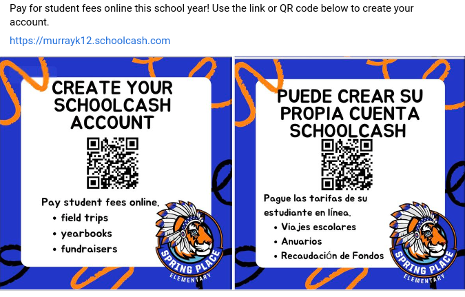 School Cash Account | Spring Place Elementary School